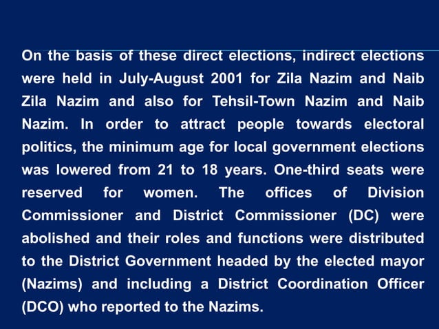 Local Government System in Pakistan | PPTX | Civic affairs | Politics