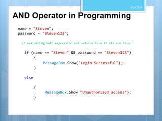 Presentation on logical_operators | PPTX