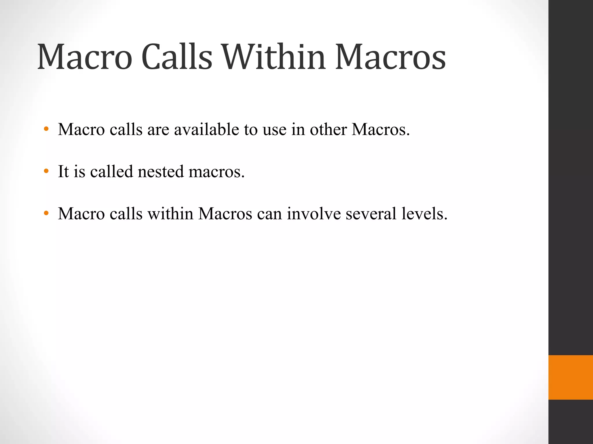 Presentation on macros and macro processor | PPTX | Programming ... Presentation on macros and macro processor | PPTX | Programming ...