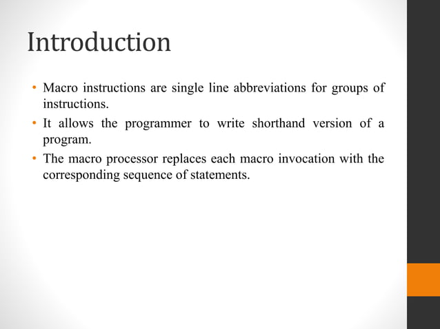 Presentation On Macros And Macro Processor Pptx Programming