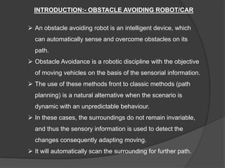 A presentation on obstacle avoiding robot | PDF