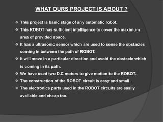 A presentation on obstacle avoiding robot | PDF