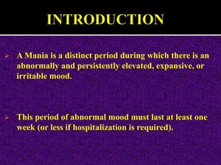 Presentation on mania | PPTX