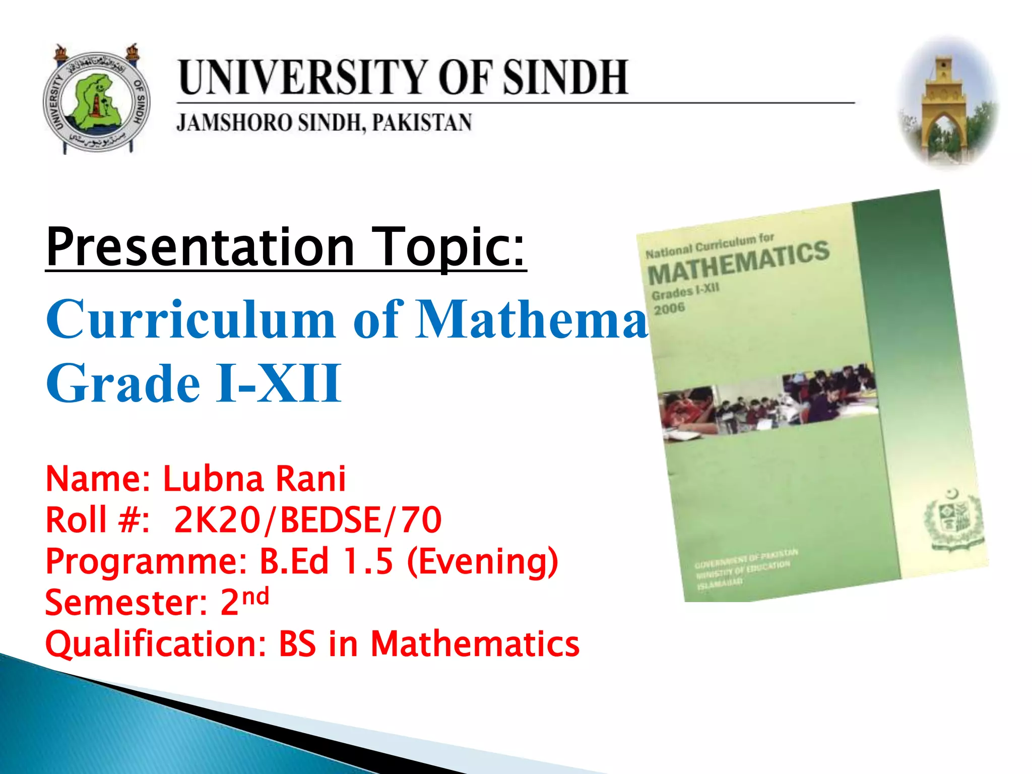 Presentation on maths curriculum | PPTX