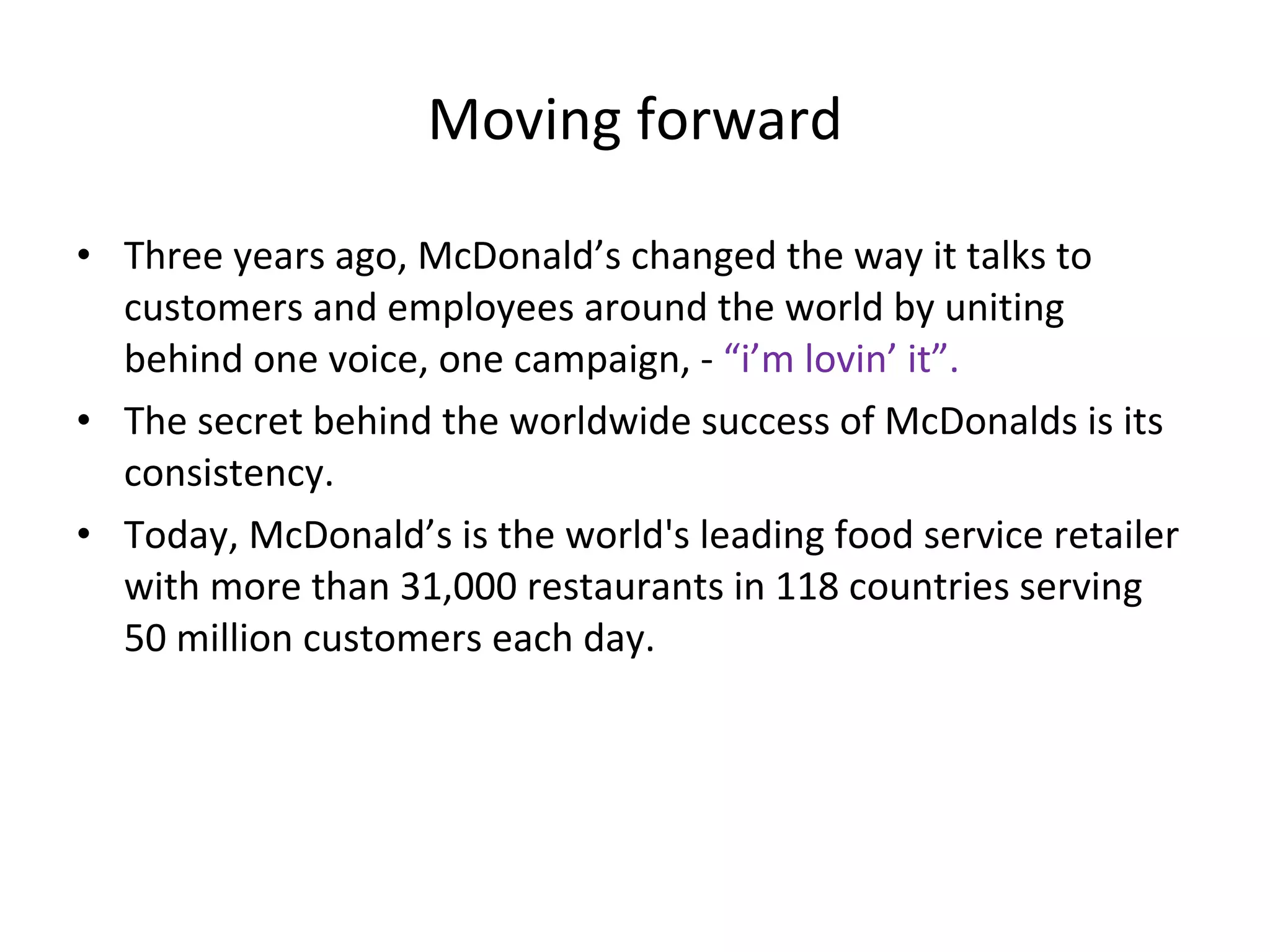 Presentation On Mc Donalds | PPT