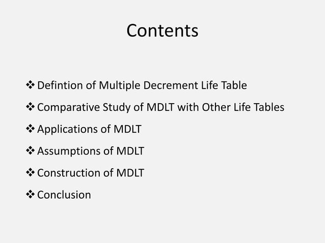Presentation on Multiple Decrement Life Table by amin | PPTX