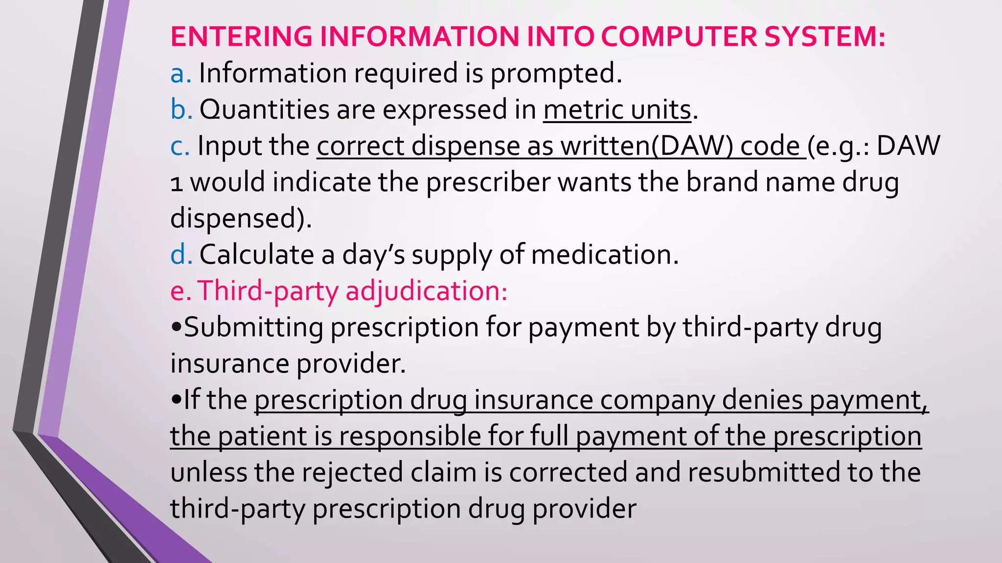 Presentation on medication order entry | PPTX