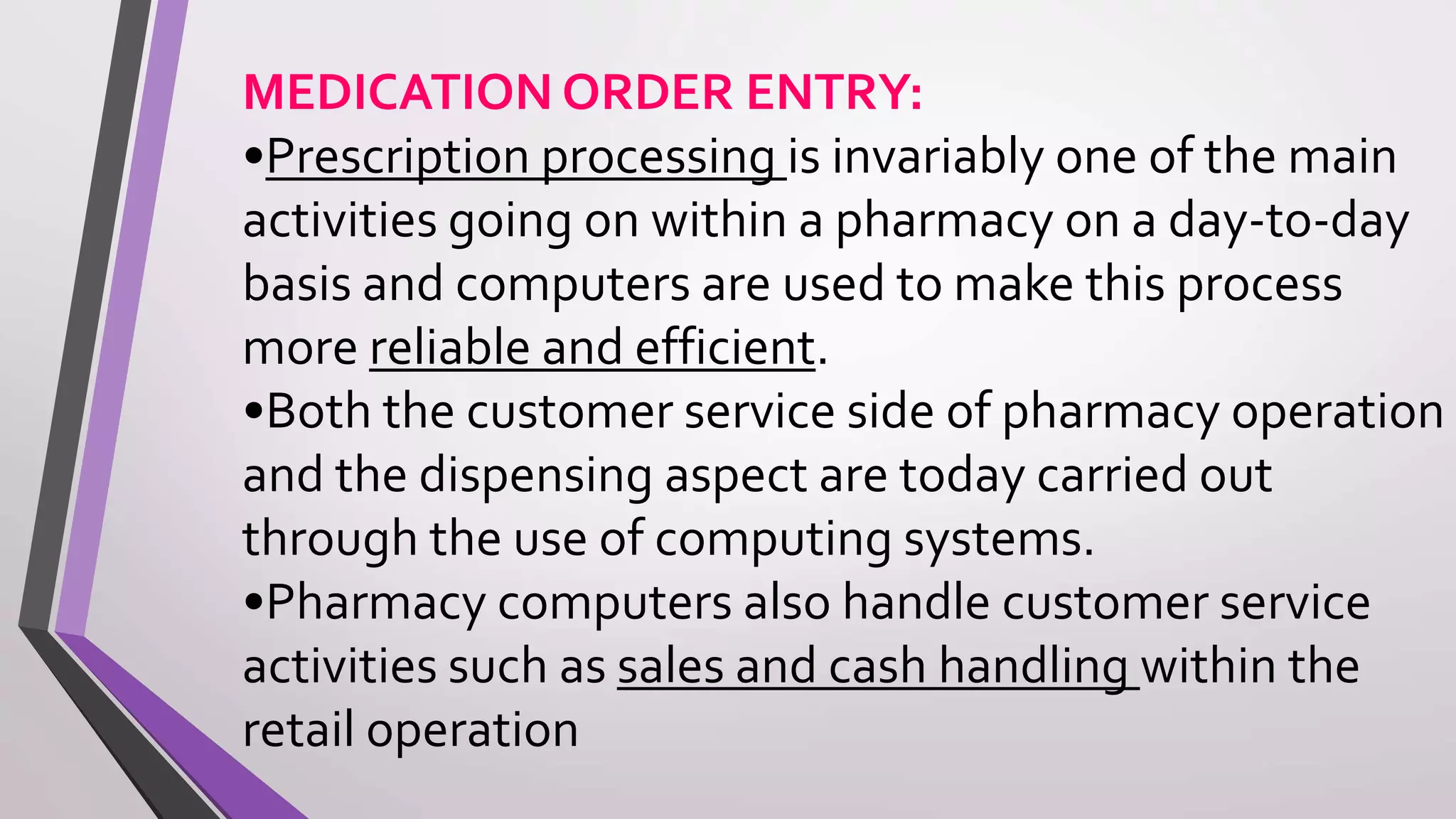 Presentation on medication order entry | PPTX