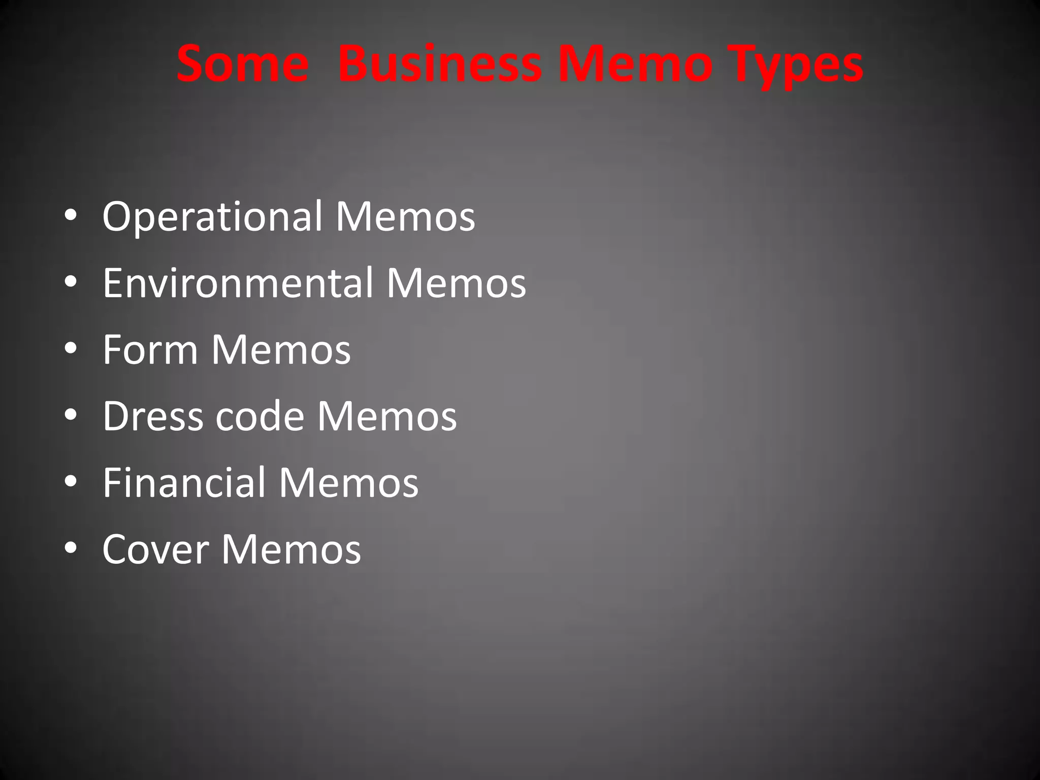 memo and its types | PPTX