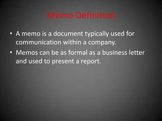 memo and its types | PPTX