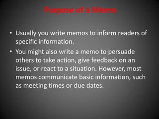 memo and its types | PPTX