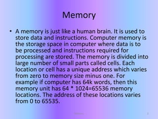 Basic information about Computer memory | PPTX