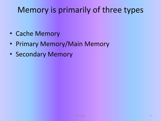 Basic information about Computer memory | PPTX