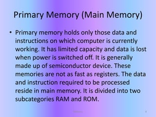Basic information about Computer memory | PPTX