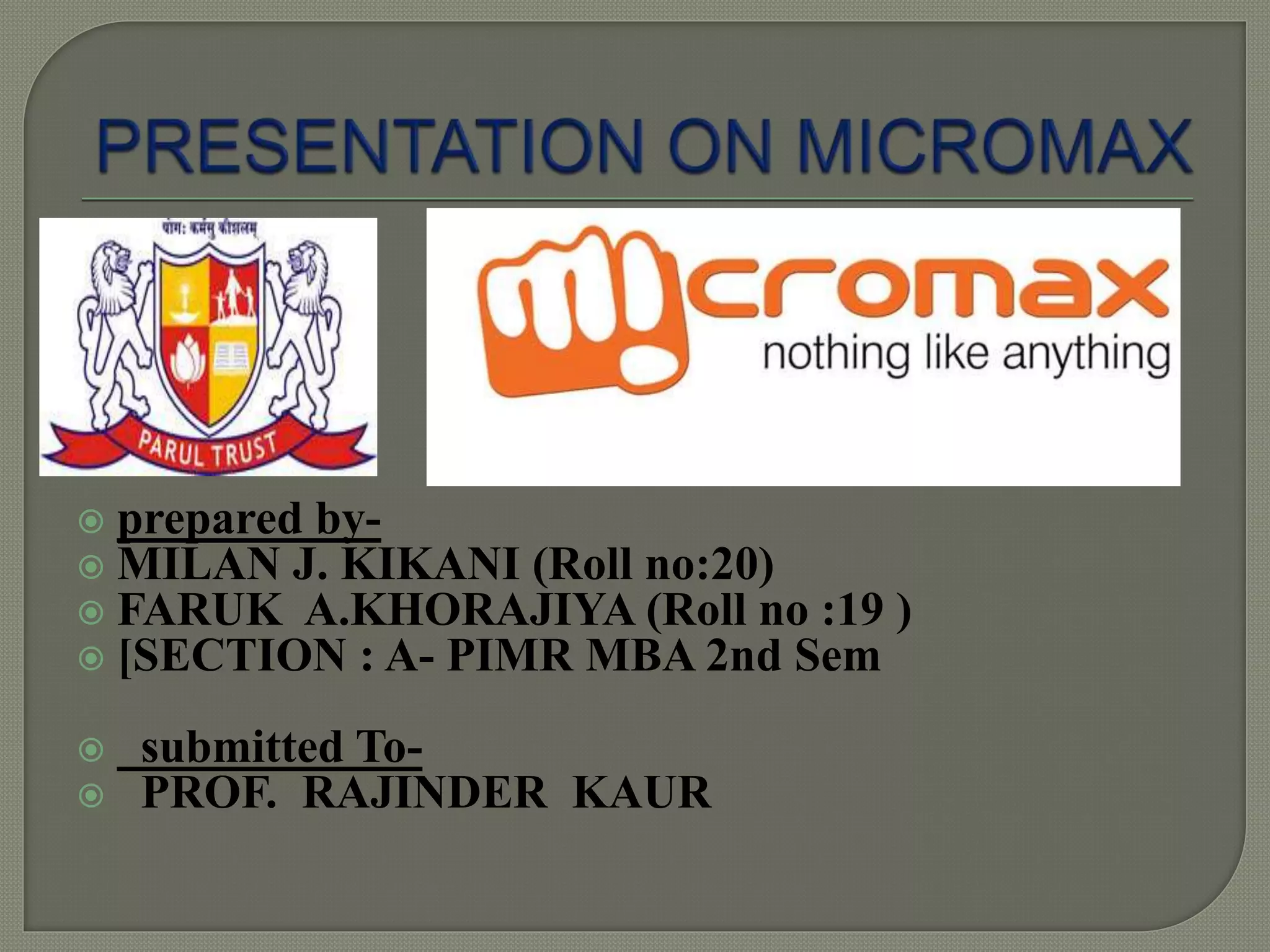 Presentation on micromax | PPTX