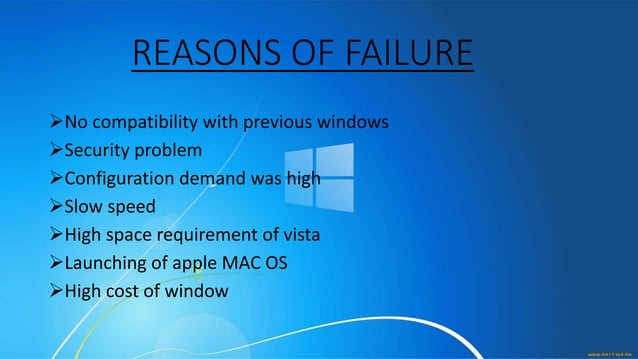 Presentation on failure of microsoft wondows vista | PPTX
