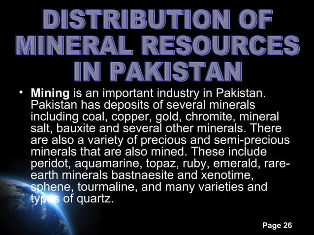 Minerals of pakistan | PPT | Commodities | Economy