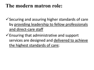 Presentation on Matrons Report | PPTX