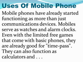 Presentation on mobile phones | PPTX