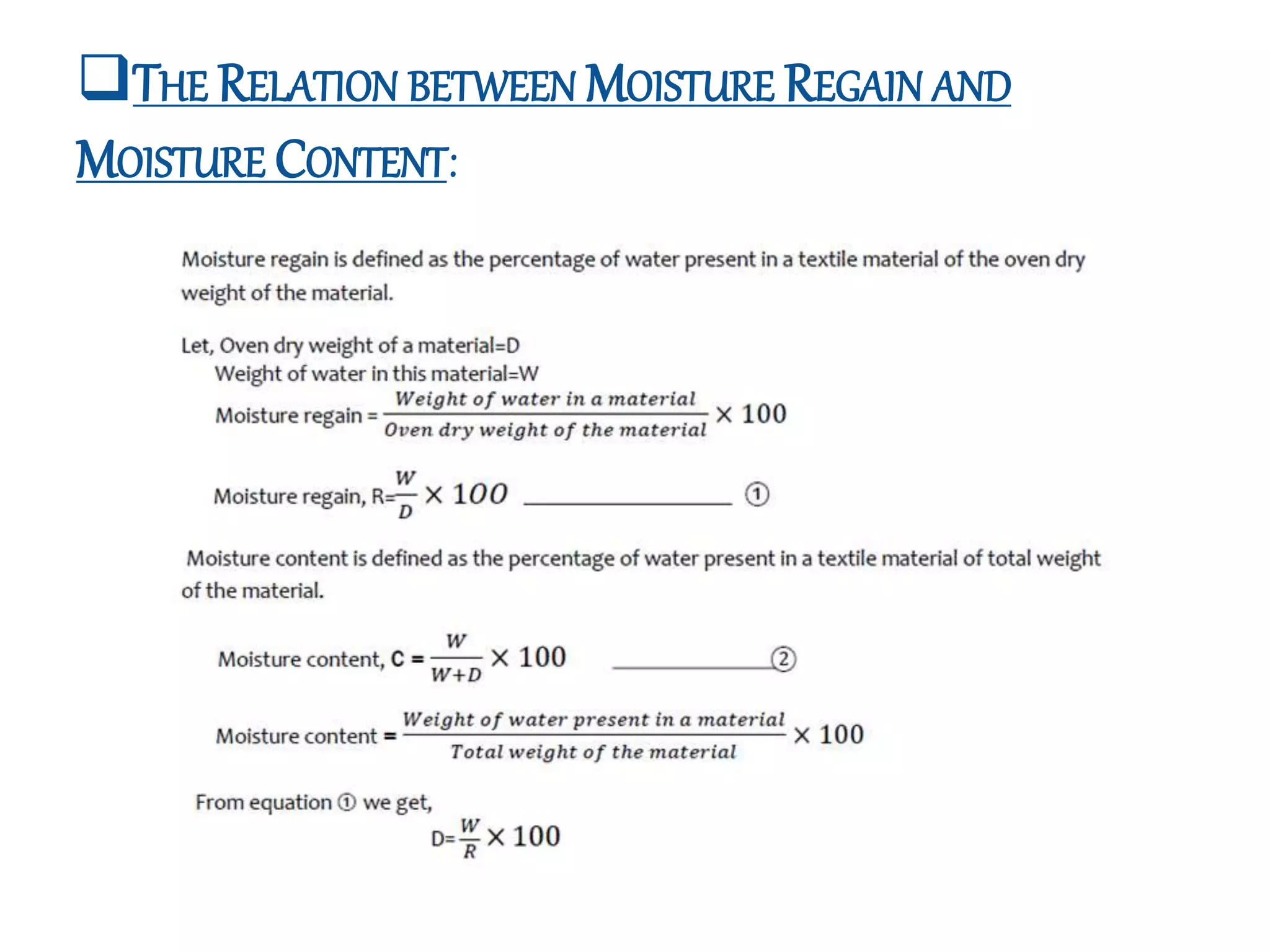 Moisture regain and moisture content | PPTX