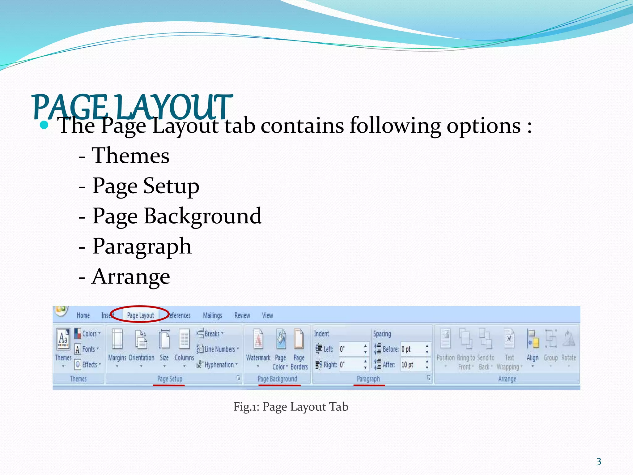 Presentation on msword page layout | PPTX