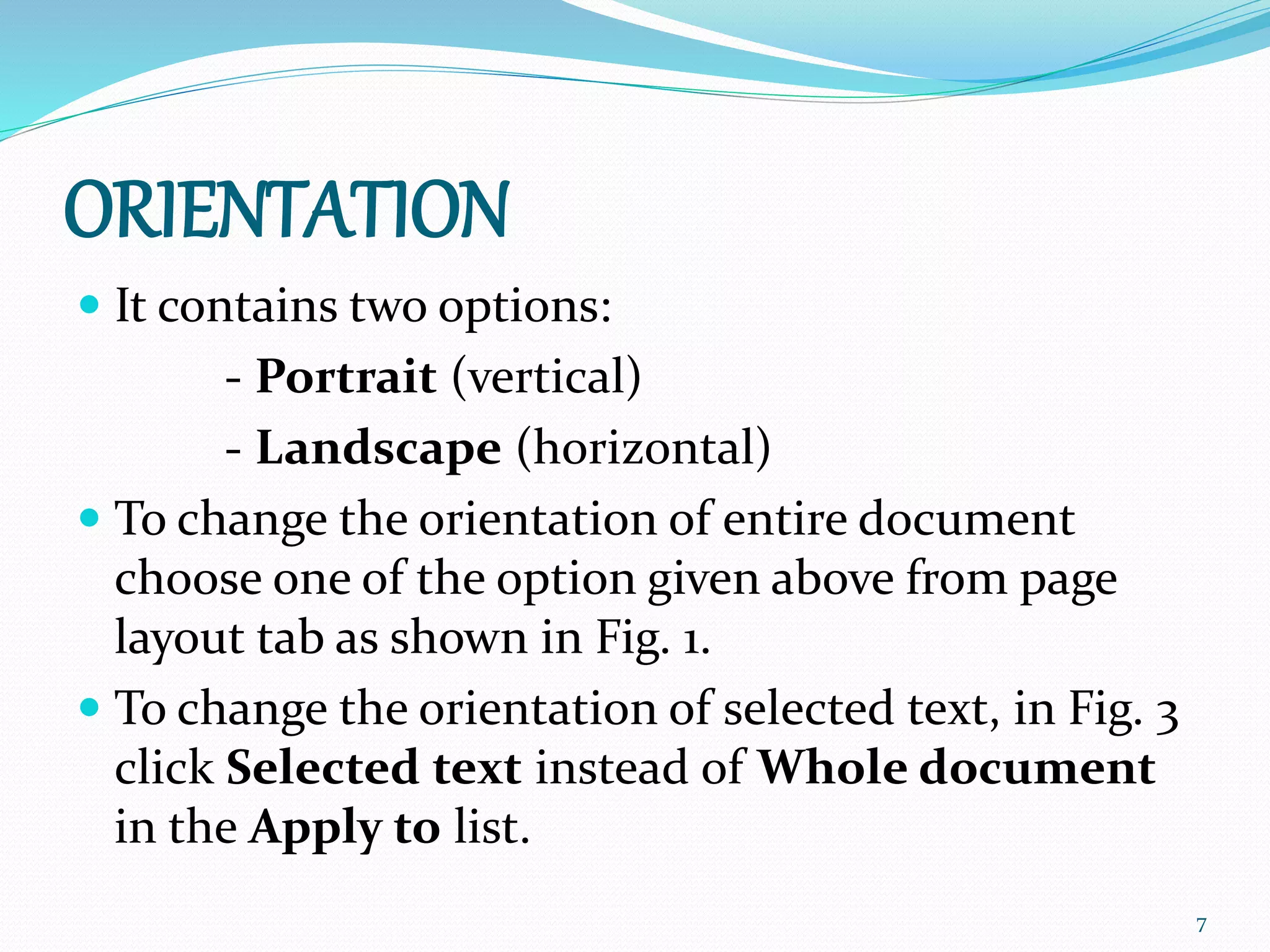 Presentation on msword page layout | PPTX