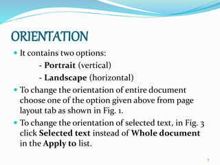 Presentation on msword page layout | PPTX