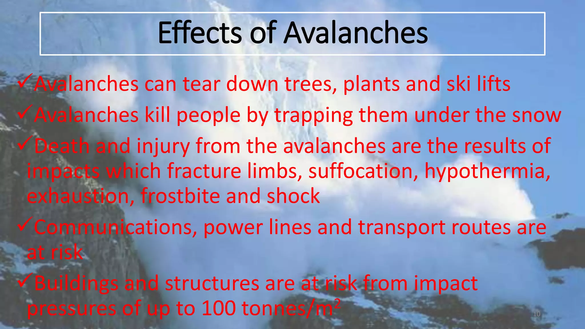 Presentation on natural disaster - avalanche | PPTX