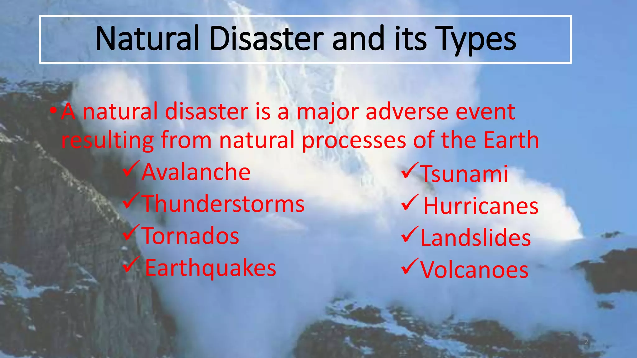 Presentation on natural disaster - avalanche | PPTX
