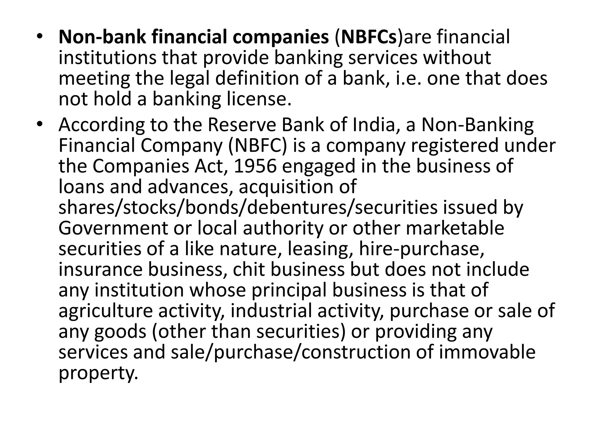 Presentation on non bank financial companies | PPTX