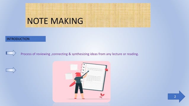 Presentation on note making | PPTX | Education