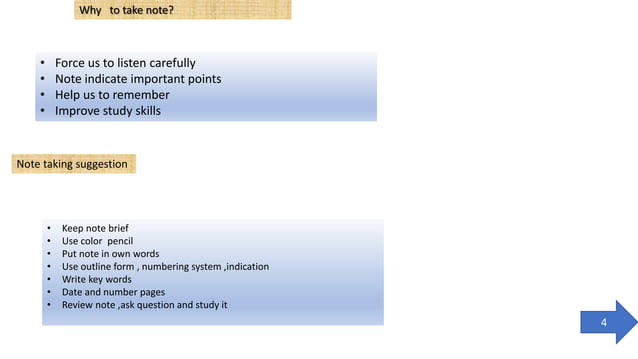 Presentation on note making | PPTX | Education