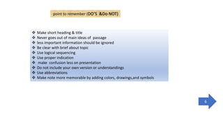 Presentation on note making | PPTX