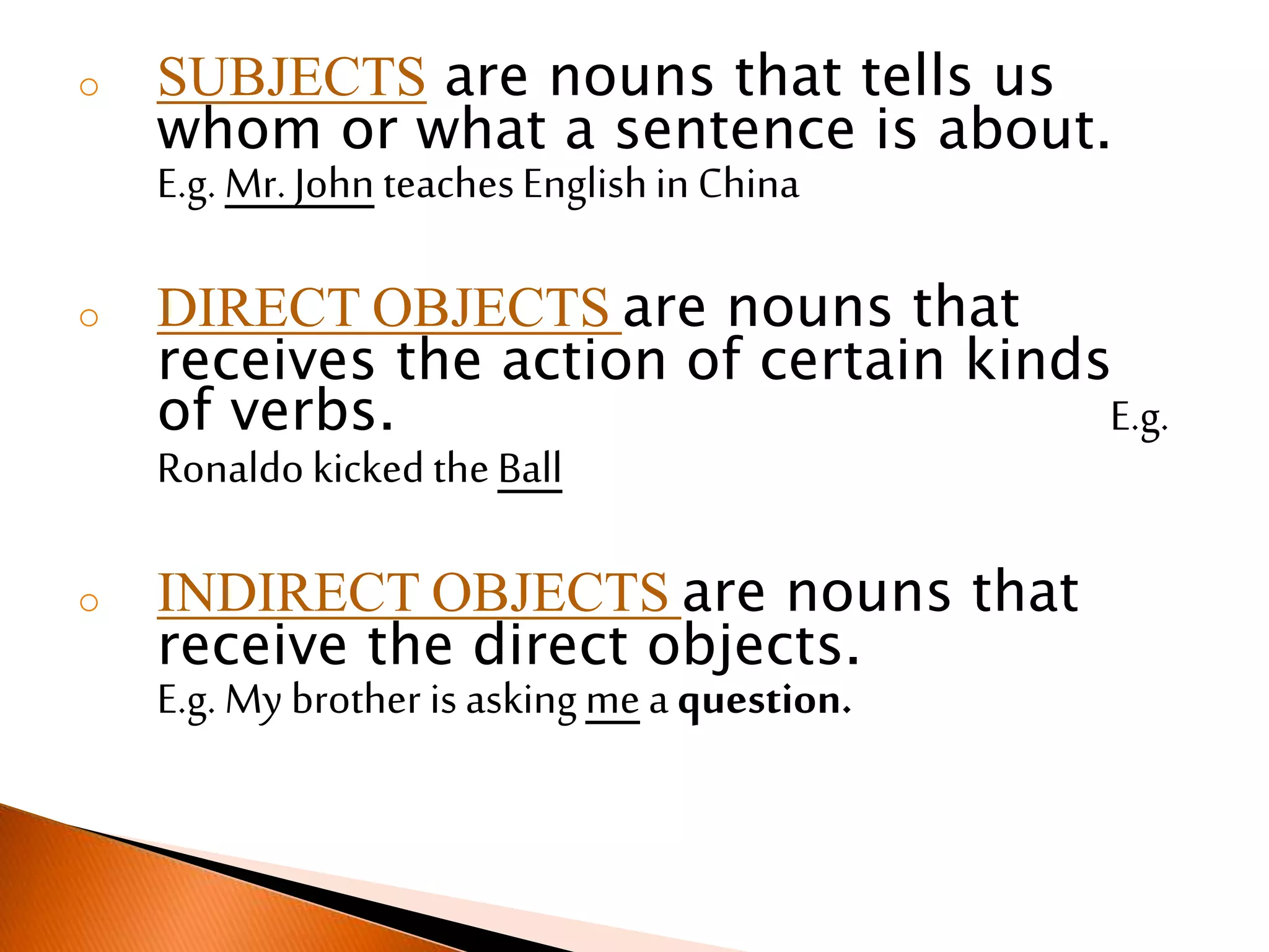Presentation on Nouns, it's functions and types of Noun. | PPTX