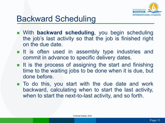 Presentation on operation scheduling | PPT