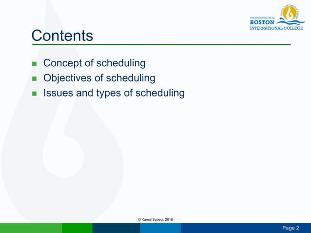 Presentation on operation scheduling | PPT