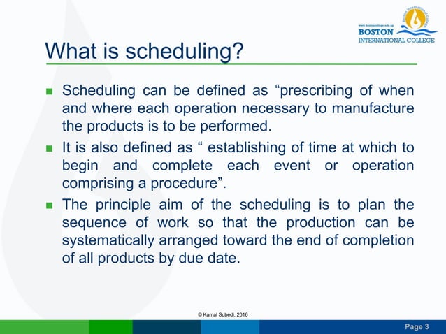 Presentation on operation scheduling | PPT