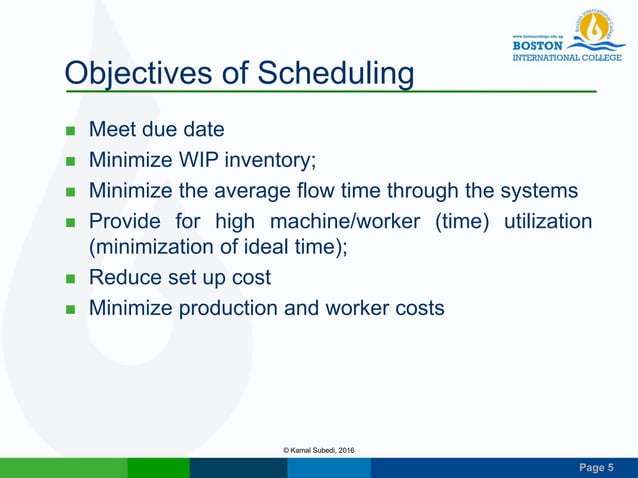 Presentation on operation scheduling | PPT