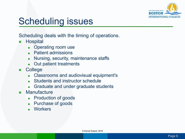 Presentation on operation scheduling | PPT