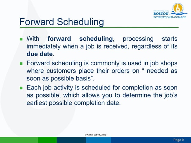 Presentation on operation scheduling | PPT
