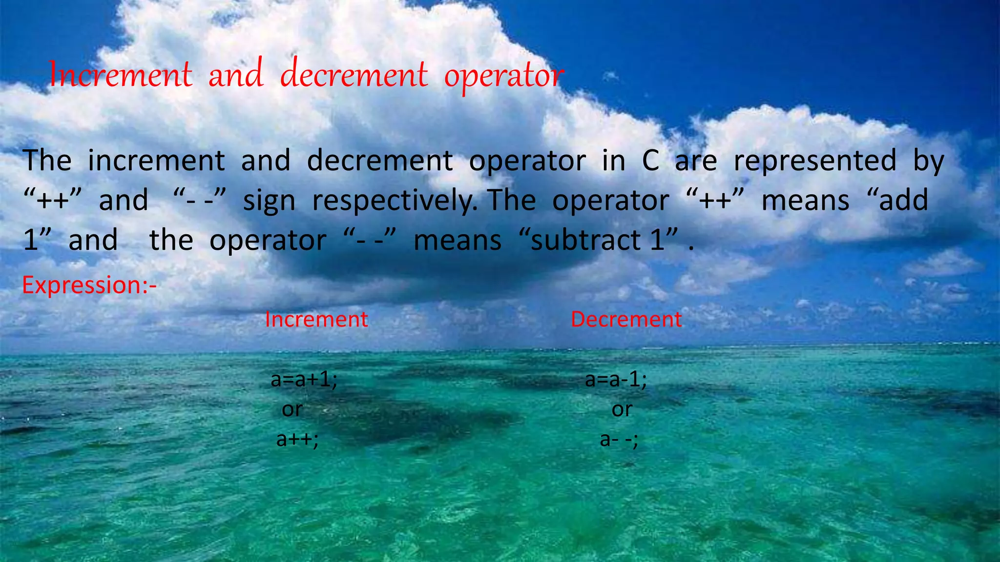 Opreator In "C" | PPTX | Programming Languages | Computing