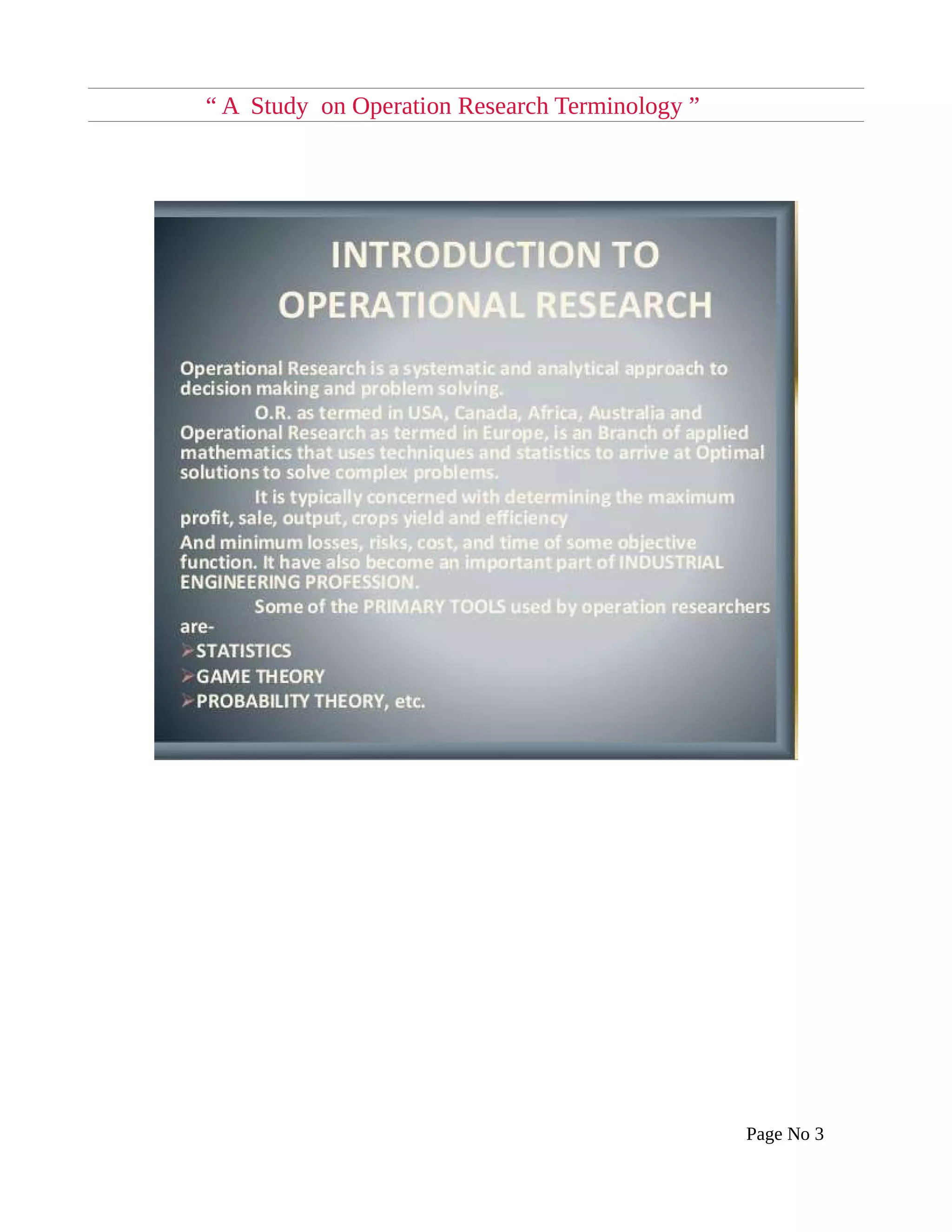 Presentation on Operation Research Terminology | PDF