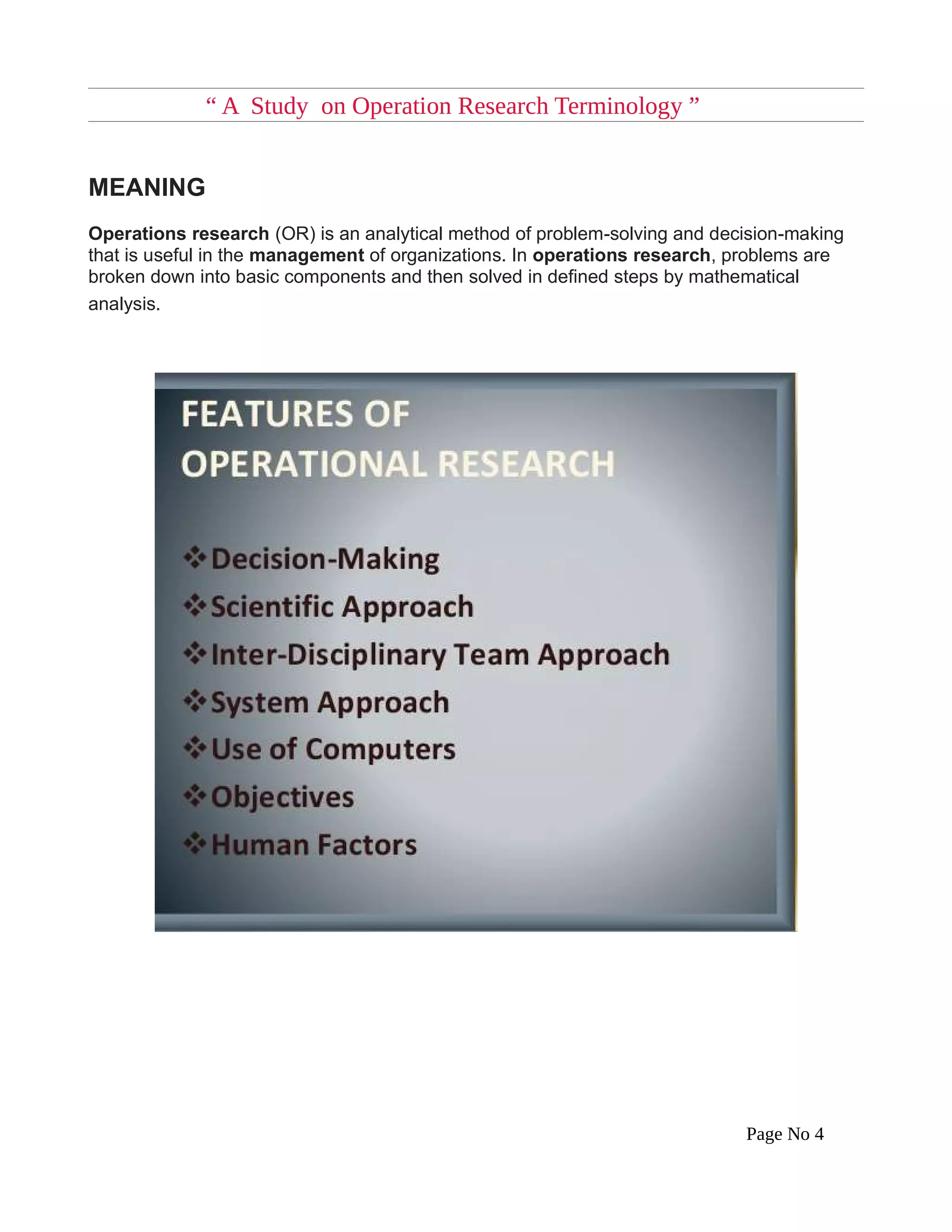 Presentation on Operation Research Terminology | PDF