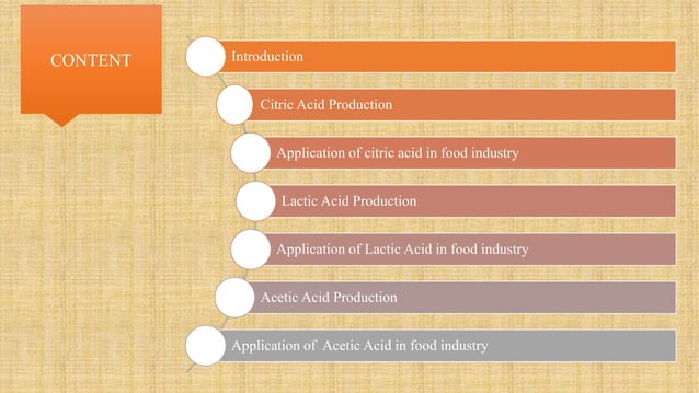 Presentation on orgainc acid production | PPTX | Chemistry | Science