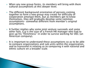 THE DIMENSIONS OF CULTURE: Deeper cultural assumptions about reality ...