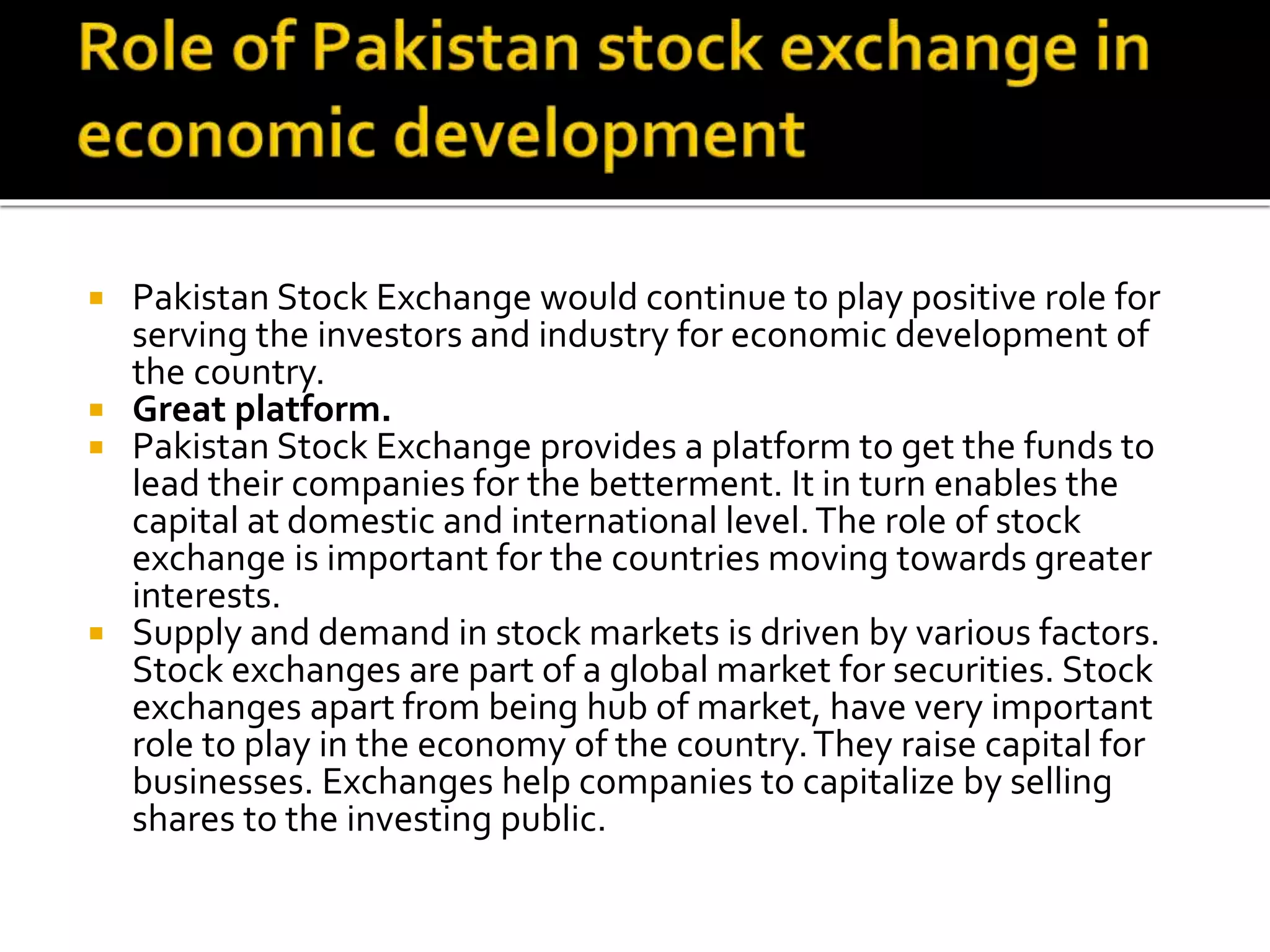 Presentation on pakistan stock exchange msc geography 1st semester | PPTX