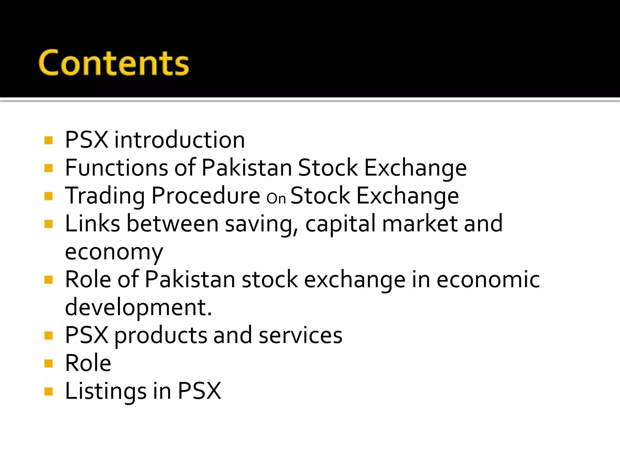 Presentation on pakistan stock exchange msc geography 1st semester | PPTX
