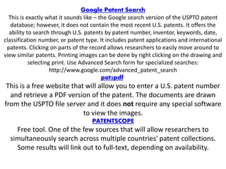 Presentation on patent search | PPTX
