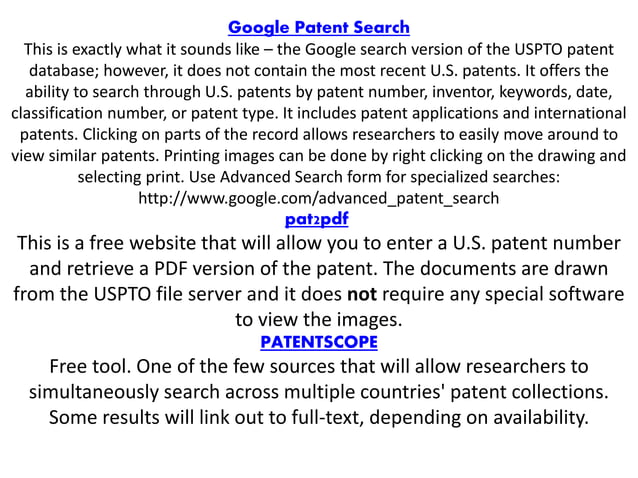 Presentation on patent search | PPTX