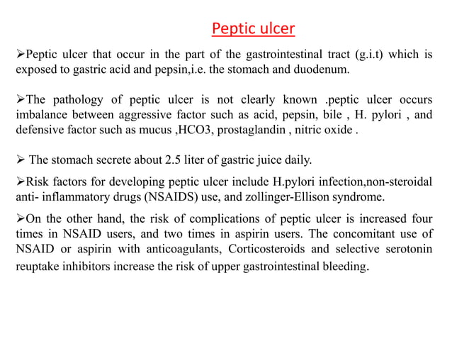 Presentation on peptic ulcer | PPTX | Digestive Disorders | Diseases ...